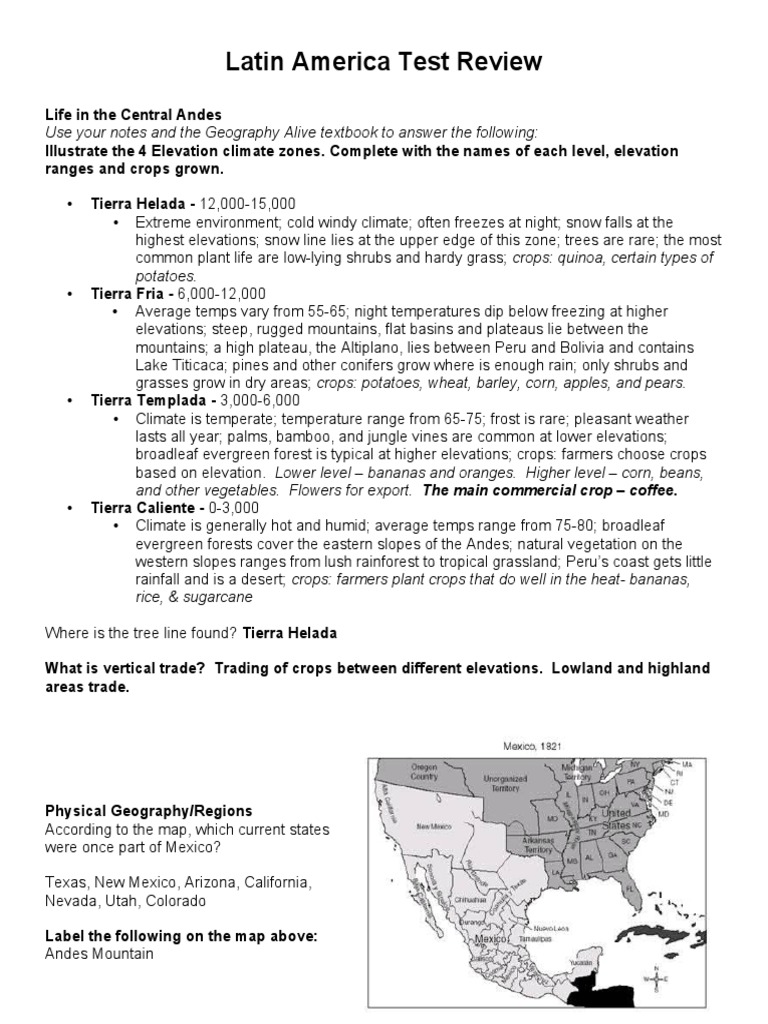 Latin America Test Review Answer Key | Download Free PDF | South ...