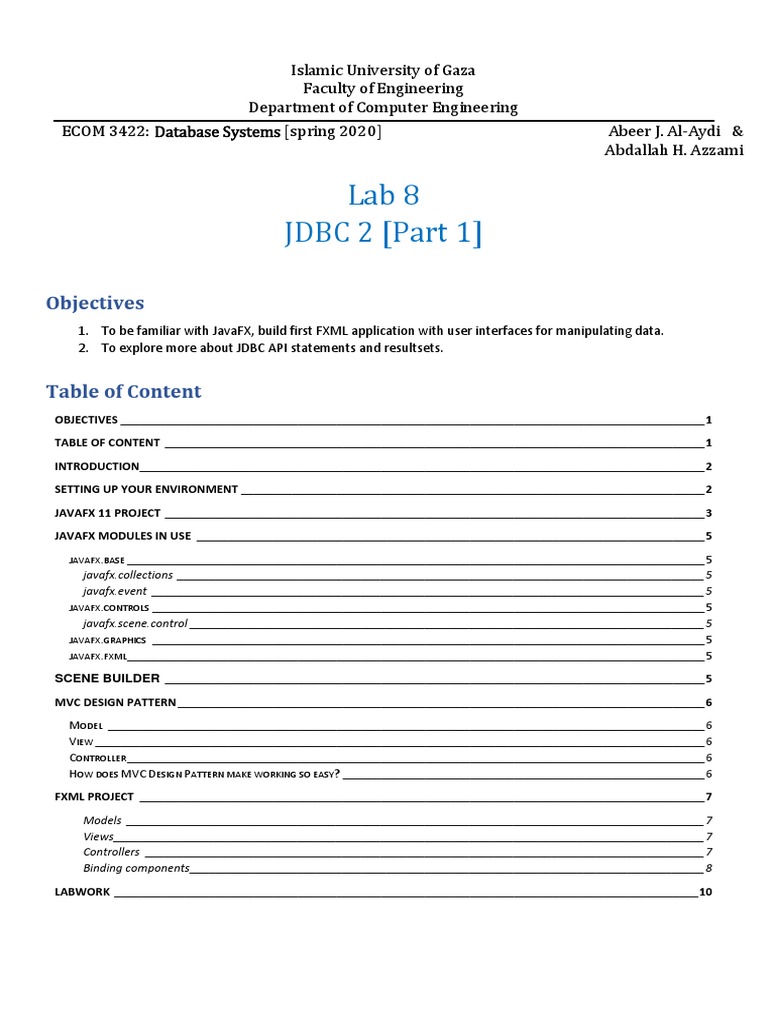Lab 8 JDBC 2 (Part 1) : Objectives | PDF | Model–View–Controller | Net Beans