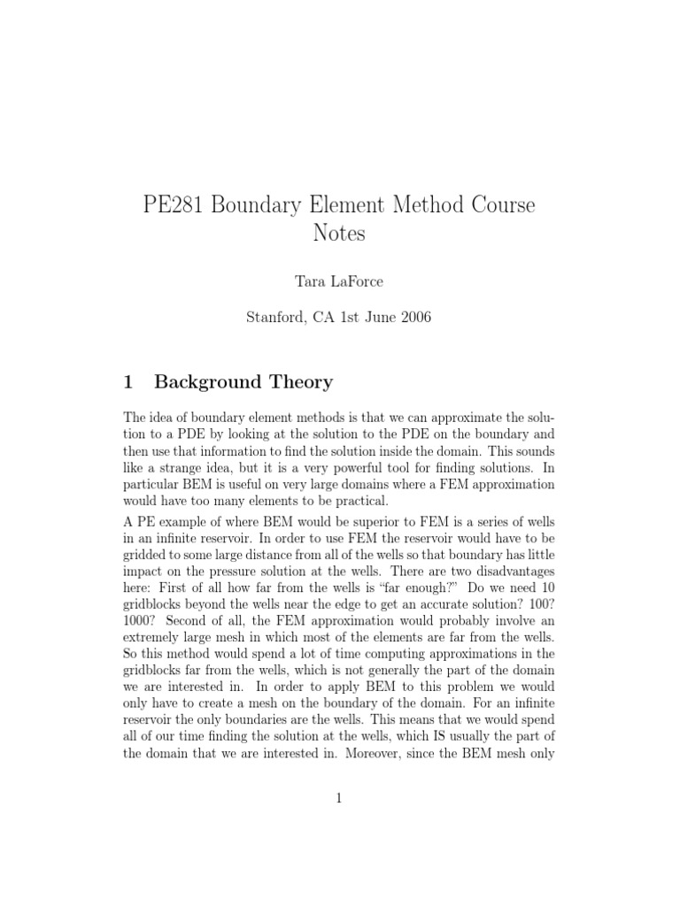 Boundary Element Method Course Notes: An Introduction to the ...