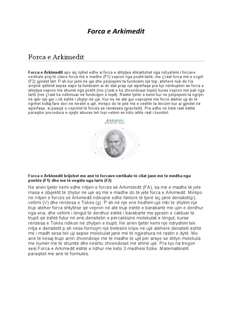 Forca e Arkimedit | PDF