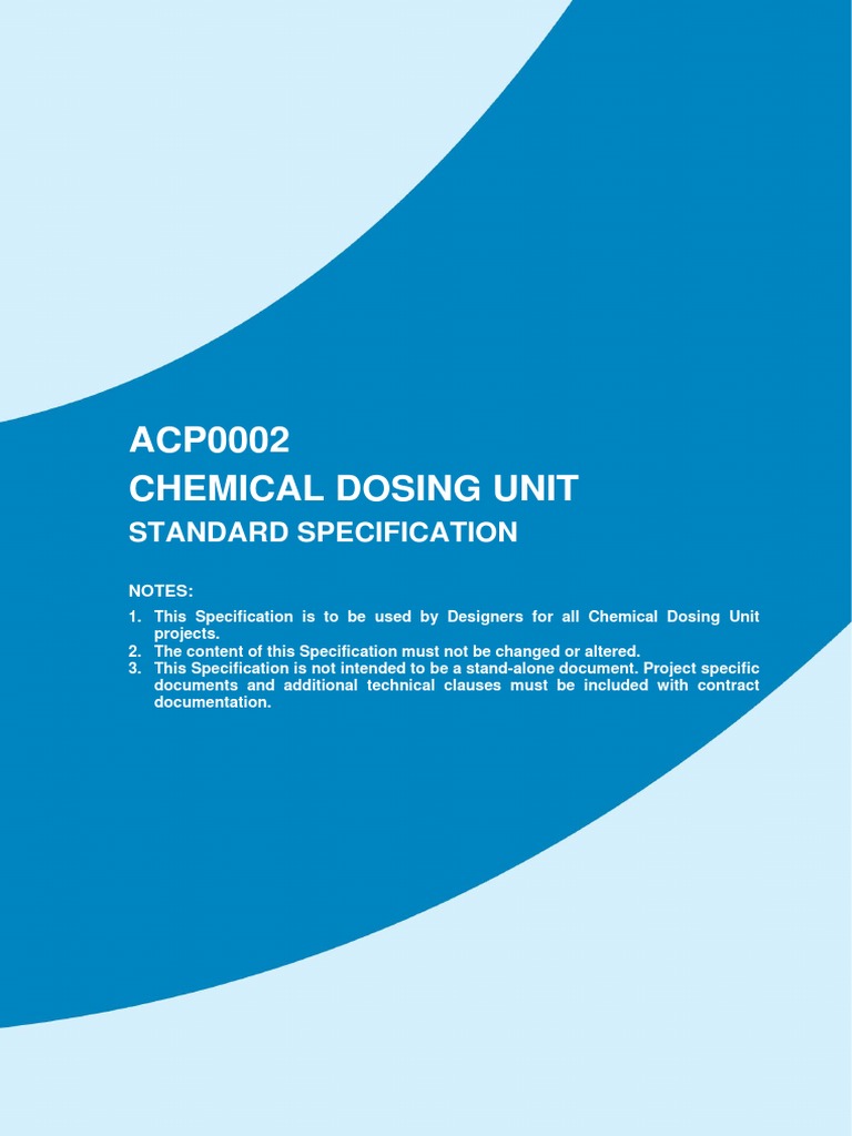 Chemical Dosing Unit - Standard Specifications | PDF | Plumbing ...