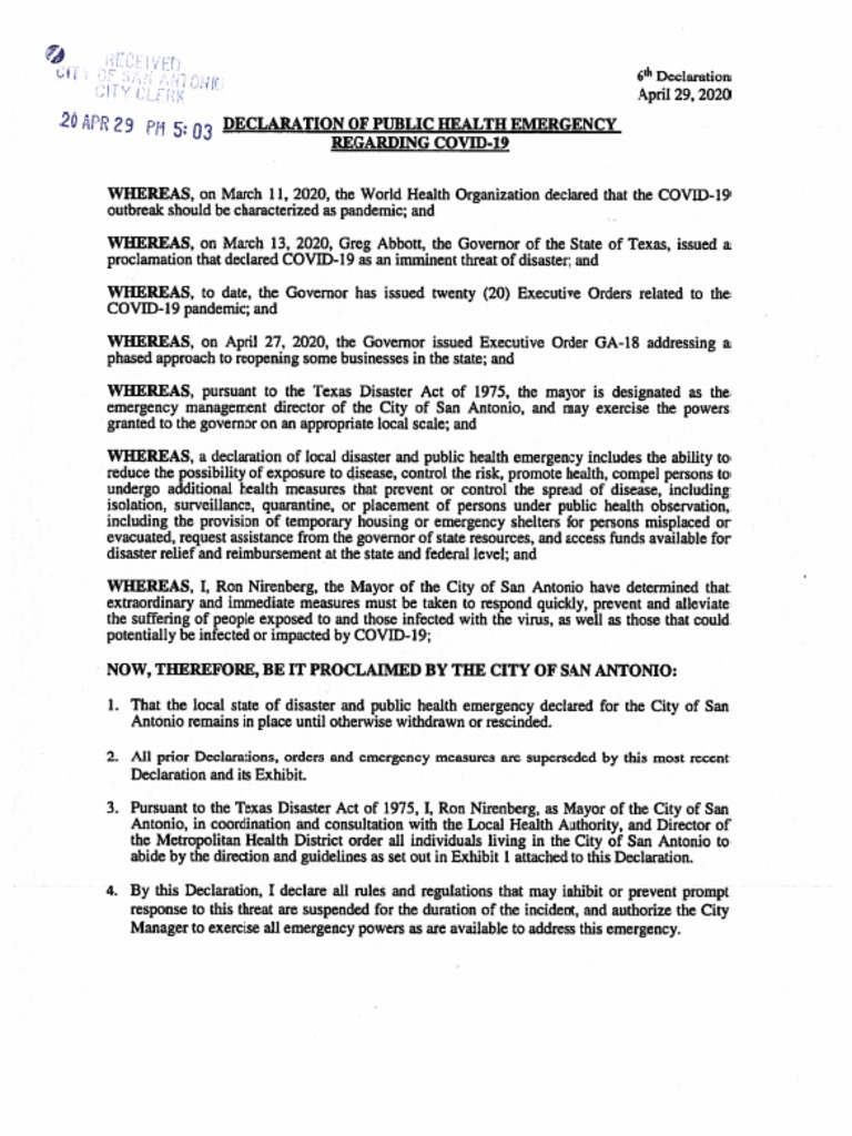 6th Emergency Declaration