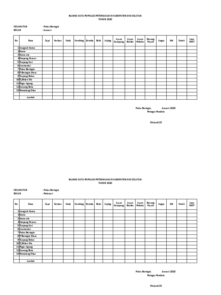 Blanko DATA TERNAK 2020 | PDF