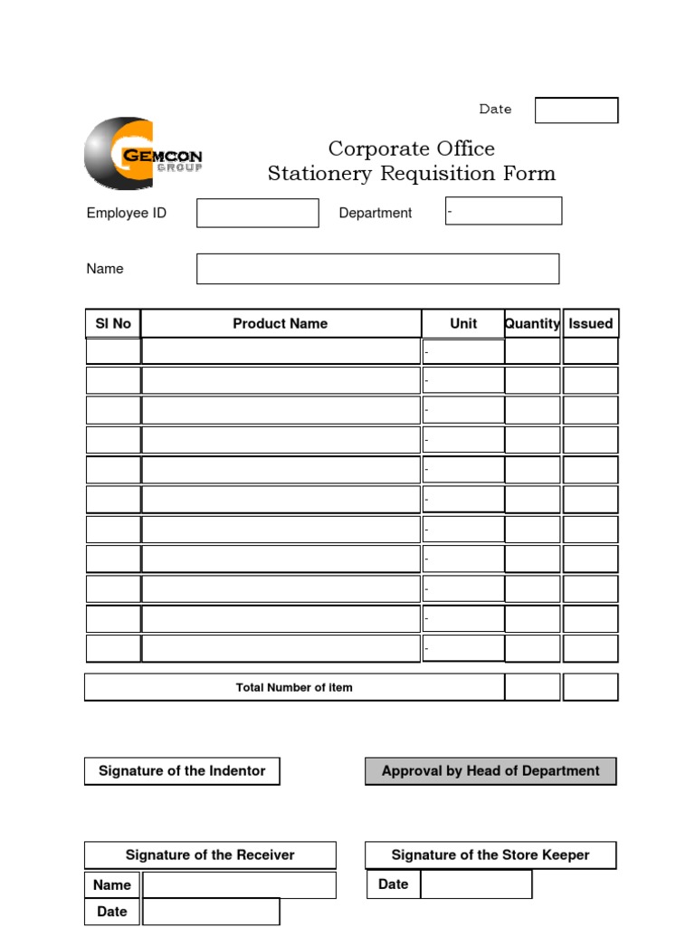 Office Stationery Requisition Form | PDF | Business