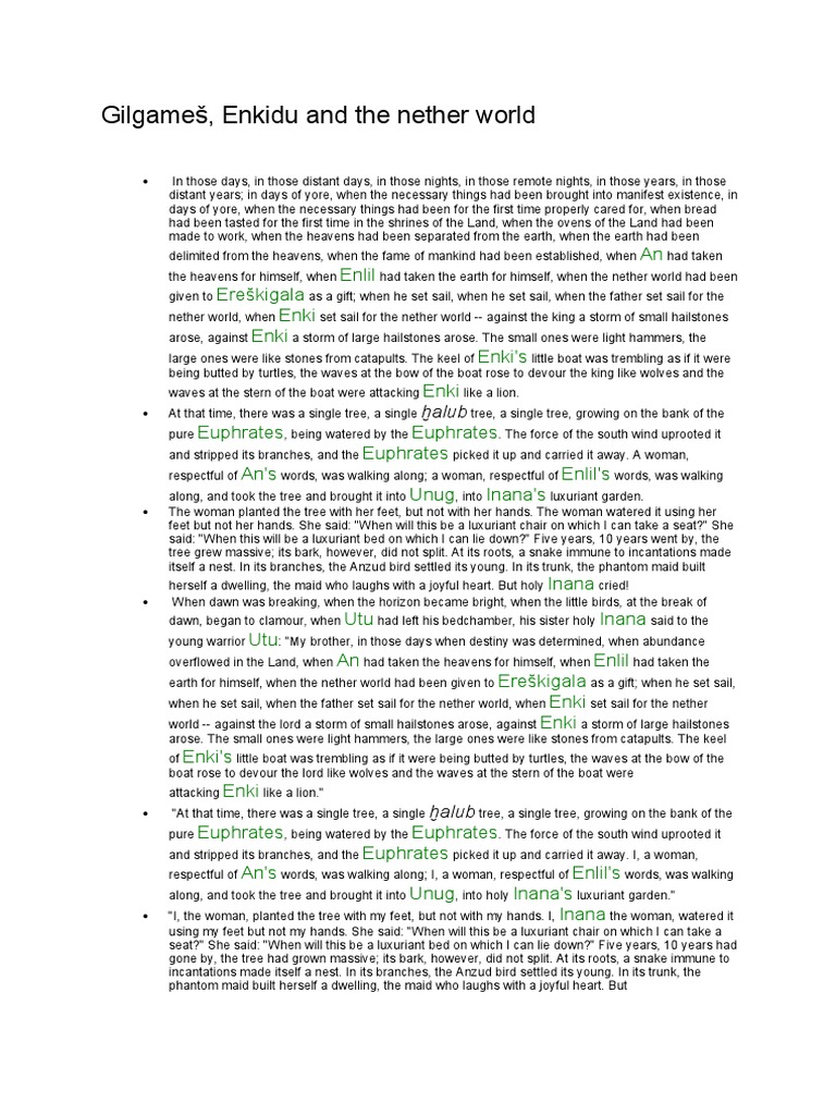 Gilgameš, Enkidu and The Nether World | PDF | Trees