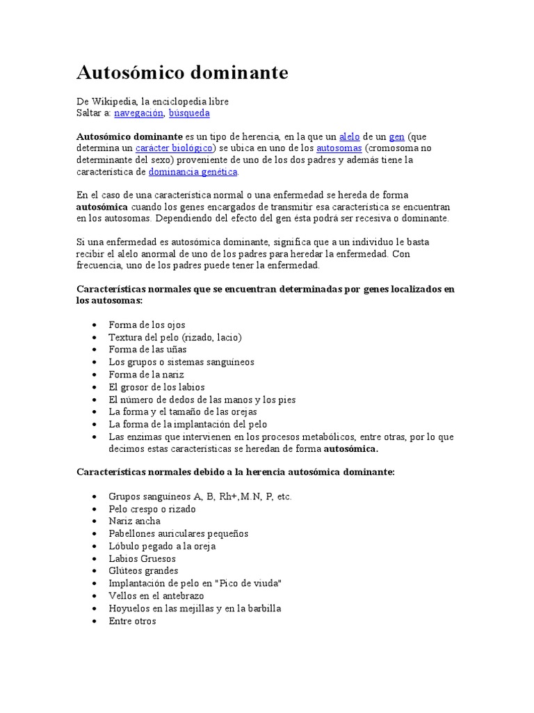 Autosómico Dominante | PDF | Trastorno genético | Genética Médica