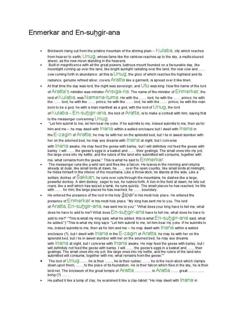 Enmerkar and En-Su Gir-Ana: Ĝipar | PDF | Mesopotamian Mythology ...