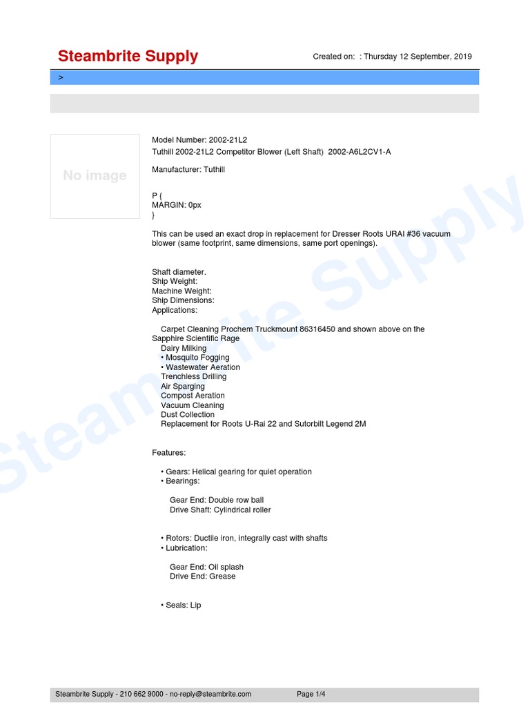 Steambrite Supply | PDF | Gear | Bearing (Mechanical)