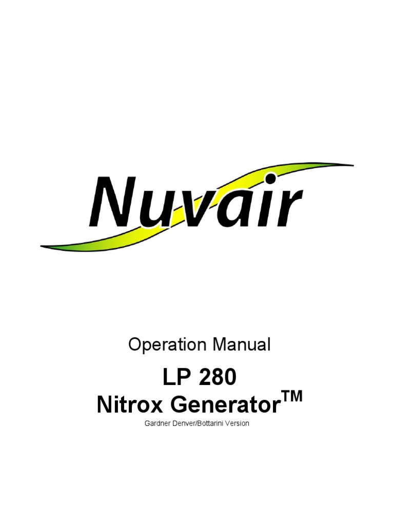 LP 280 Nitrox Generator: Operation Manual | PDF | Scuba Diving | Horsepower