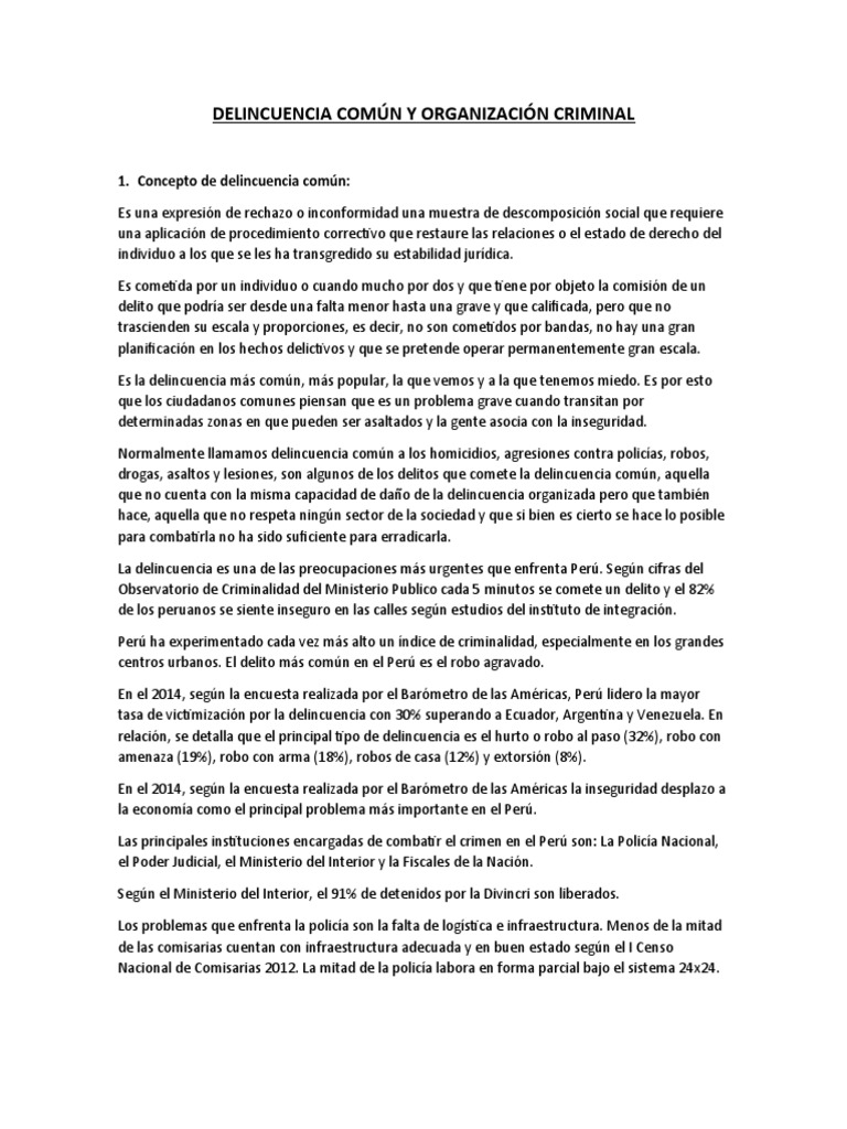Delincuencia Común | PDF | Crimen organizado | Derecho penal