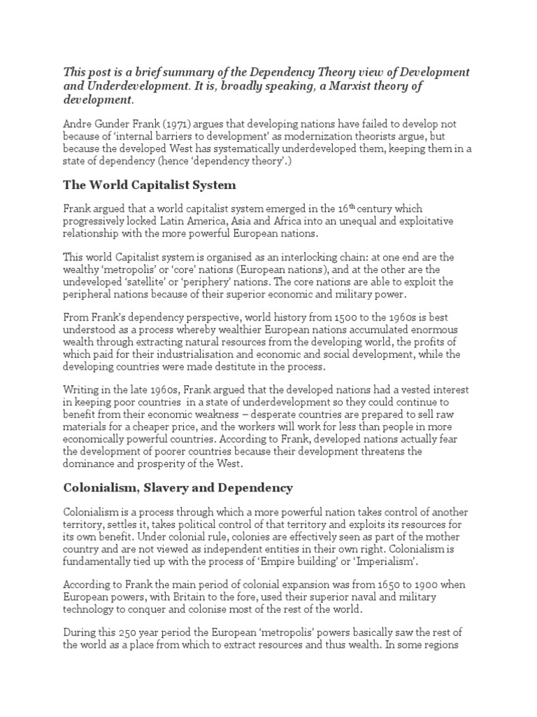 Dependence Theory Explored | PDF | Colonialism | Capitalism