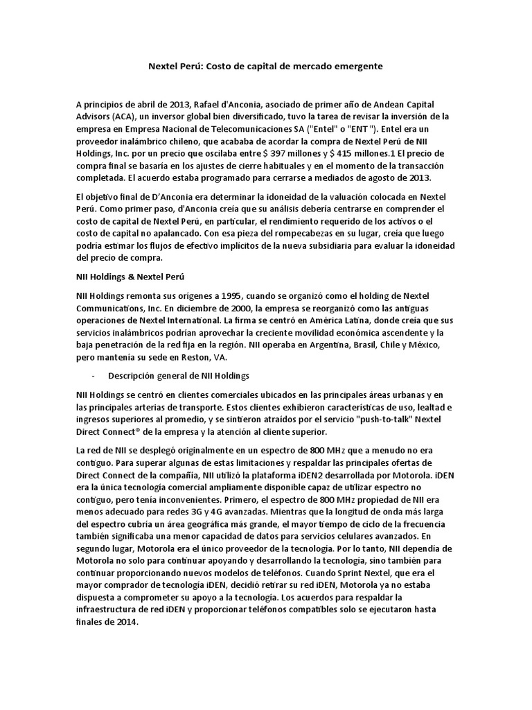 Nextel Perú Caso Traducido | PDF | Sprint Corporation | Teléfonos móviles
