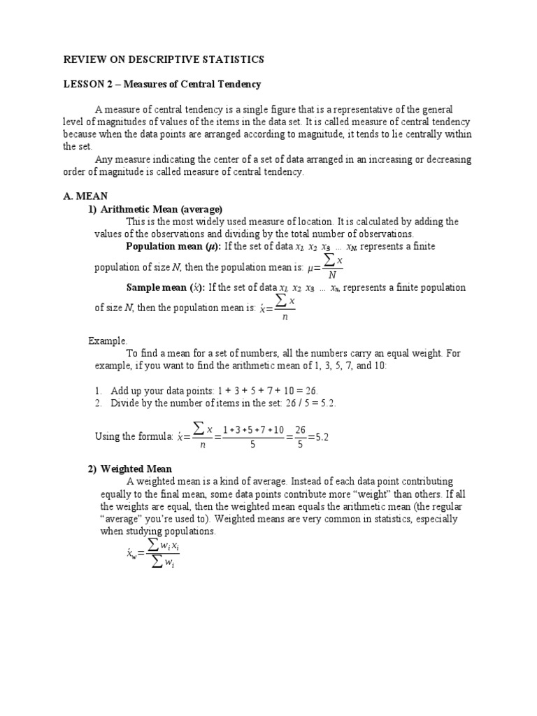 Understanding Measures of Central Tendency: Calculating the Mean, Median, Mode, Midrange, and ...