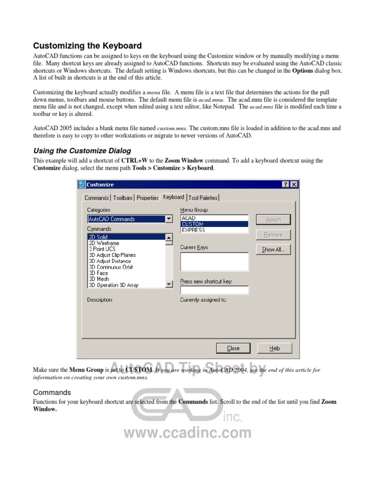 Autocad Tip Sheet By: Customizing The Keyboard | Download Free PDF ...