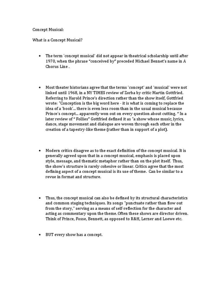 The Concept Musical | PDF | Performing Arts | Musical Theatre