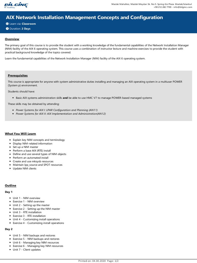 AIX Network Installation Management Concepts and Configuration | PDF ...