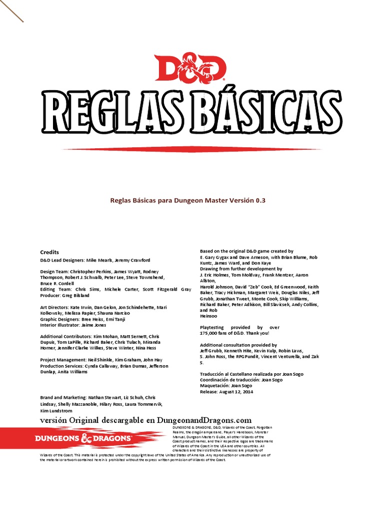 D&D Reglas Básicas DM 5 0.3 | PDF | Wizards Of The Coast | Dungeons & Dragons