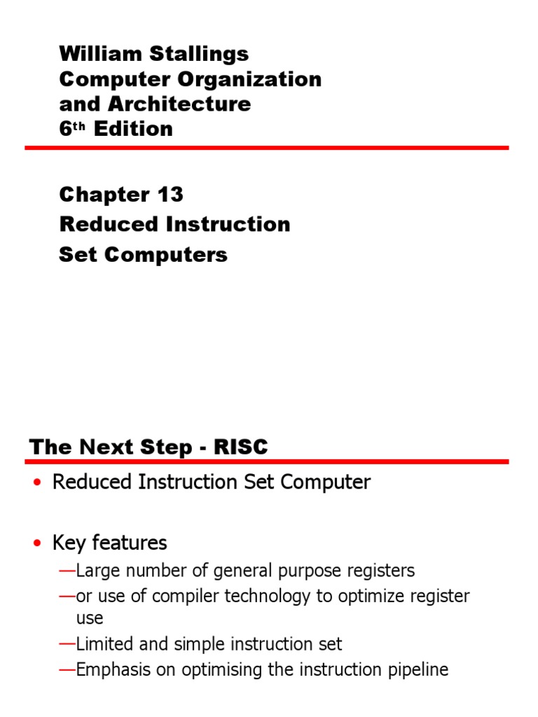 William Stallings Computer Organization and Architecture 6 Edition Reduced Instruction Set ...