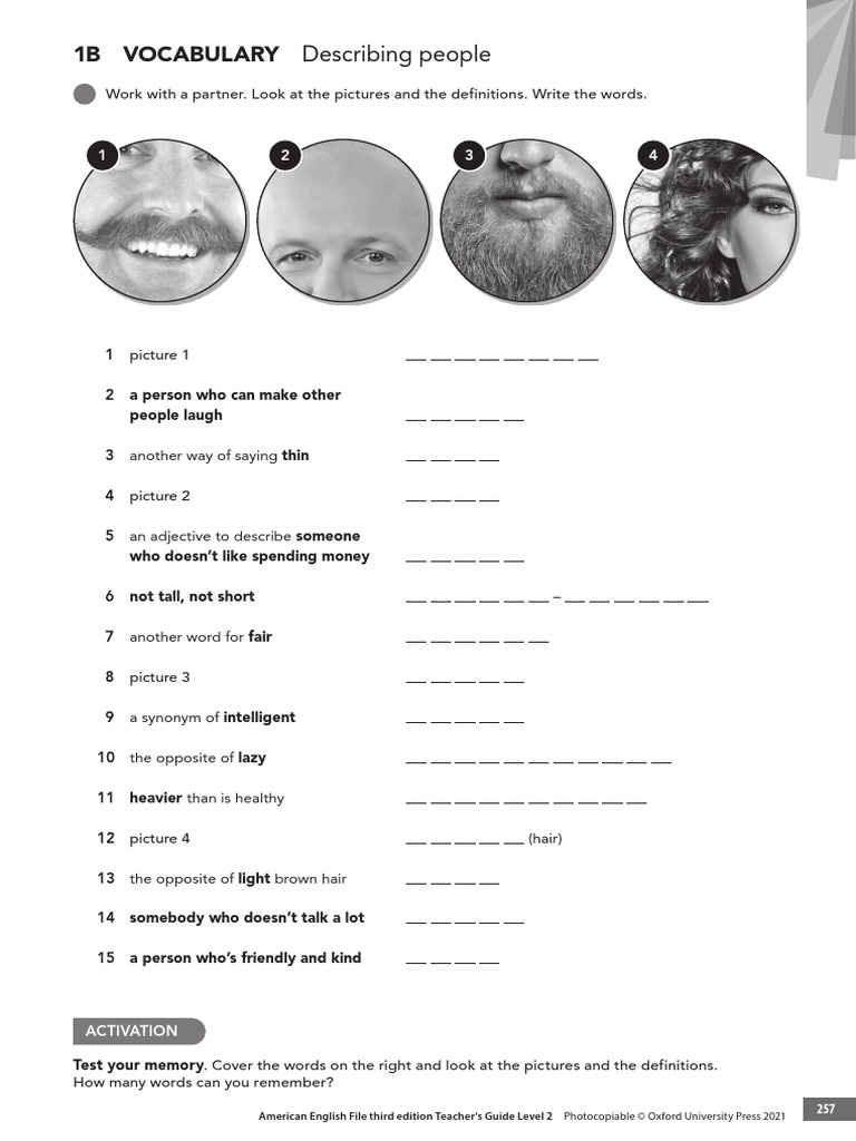 AEF3e Level 2 TG PCM Vocab 1B PDF | PDF