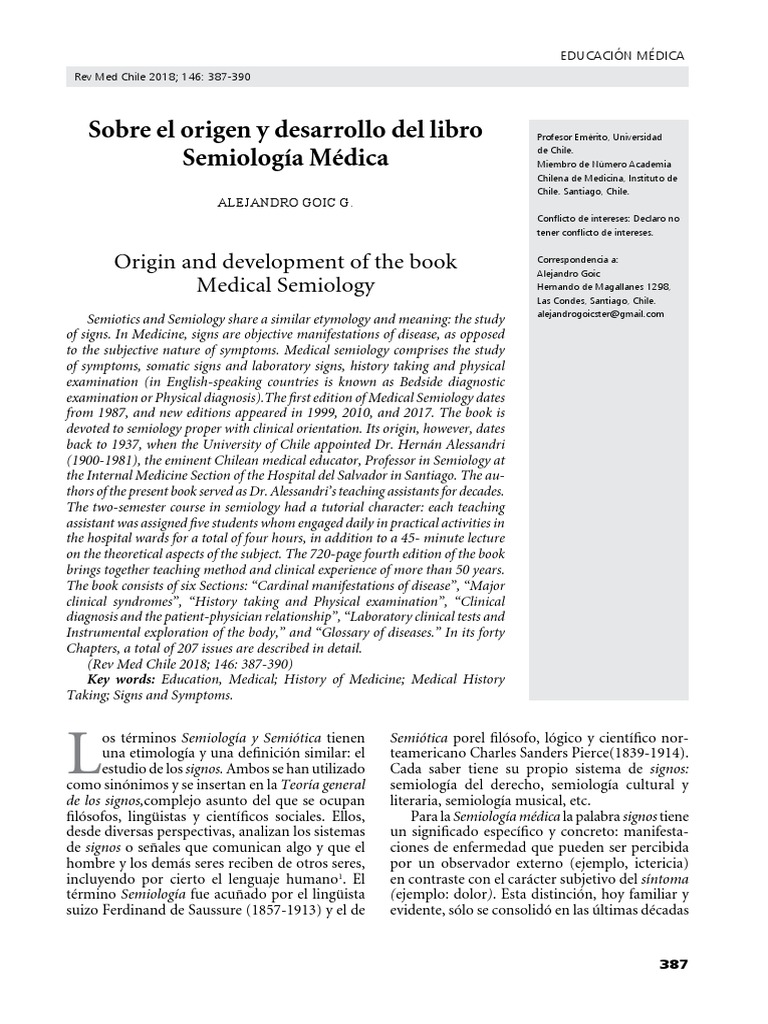 Origin and Development of The Book Medical Semiology: Educación Médica ...