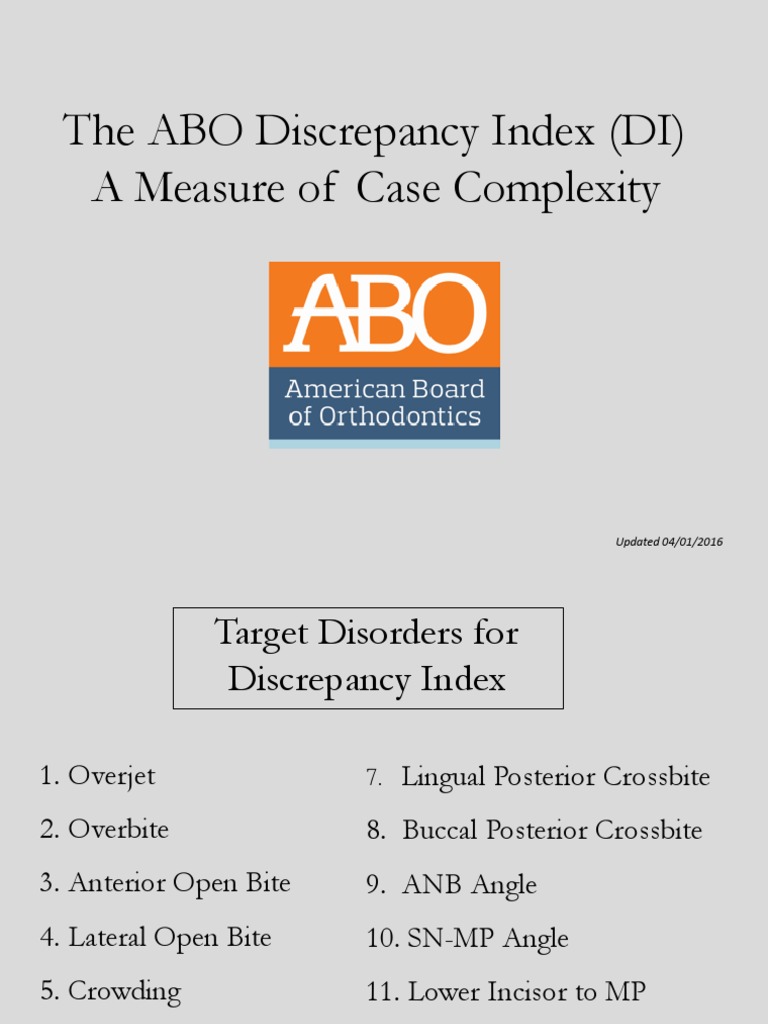 Discrepancy Index Scoring System | PDF | Tooth | Dental Anatomy