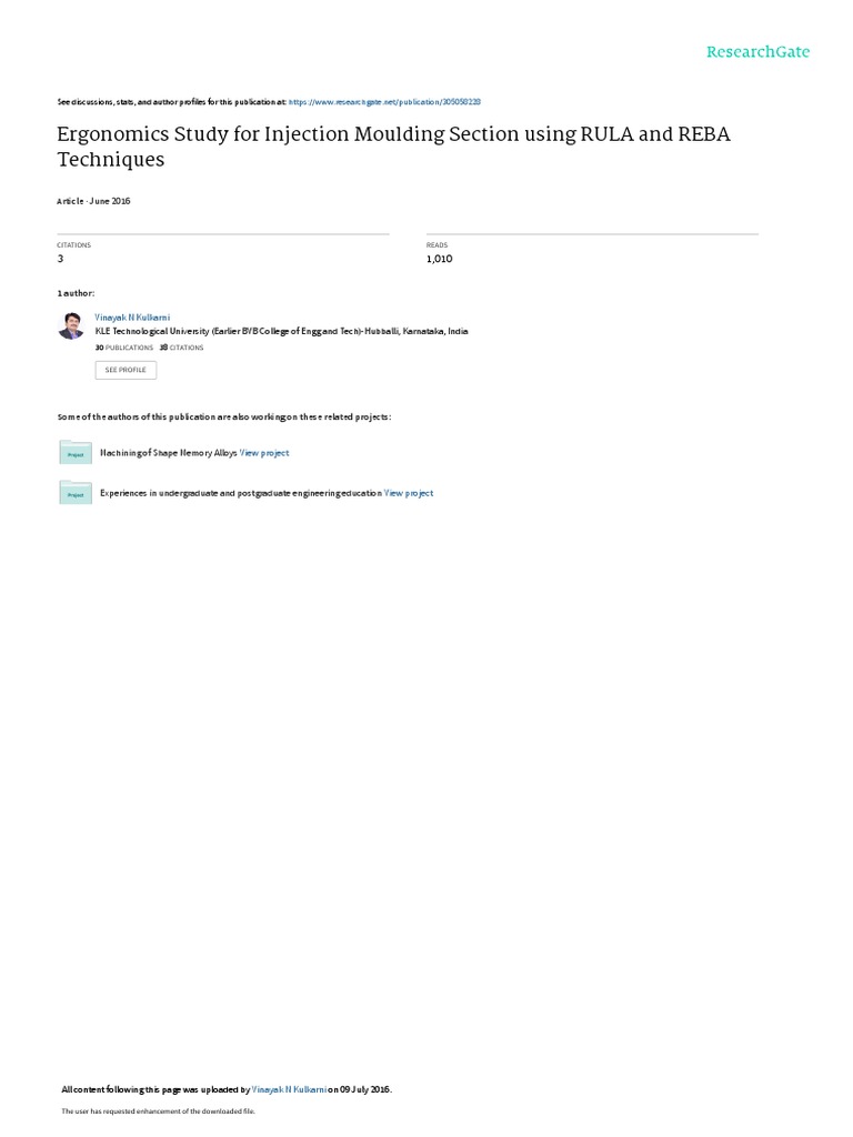 Ergonomics Study For Injection Moulding Section Using RULA and REBA ...