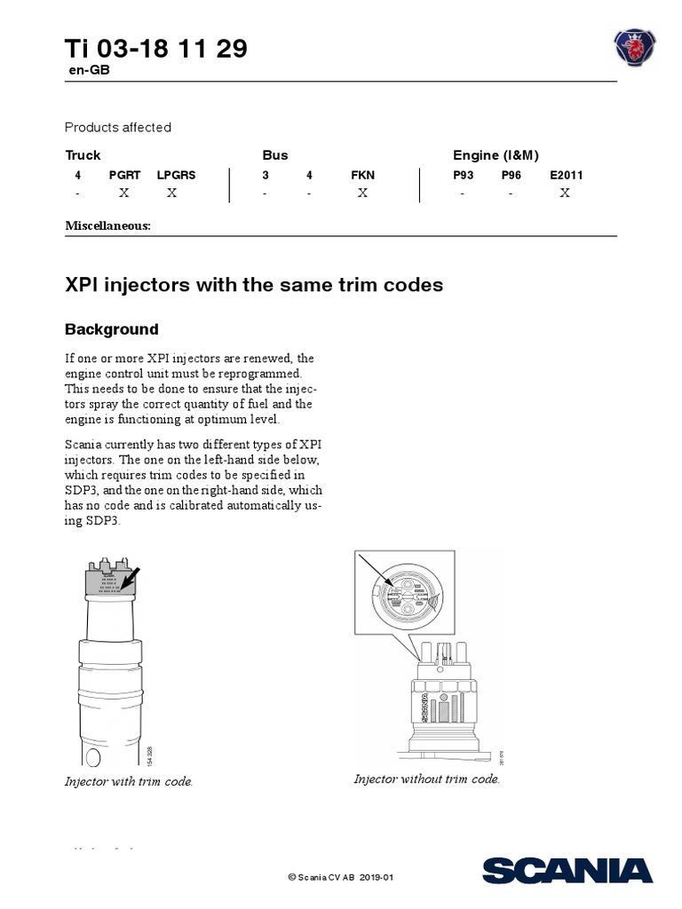 XPI Injectors With The Same Trim Codes: Background | PDF