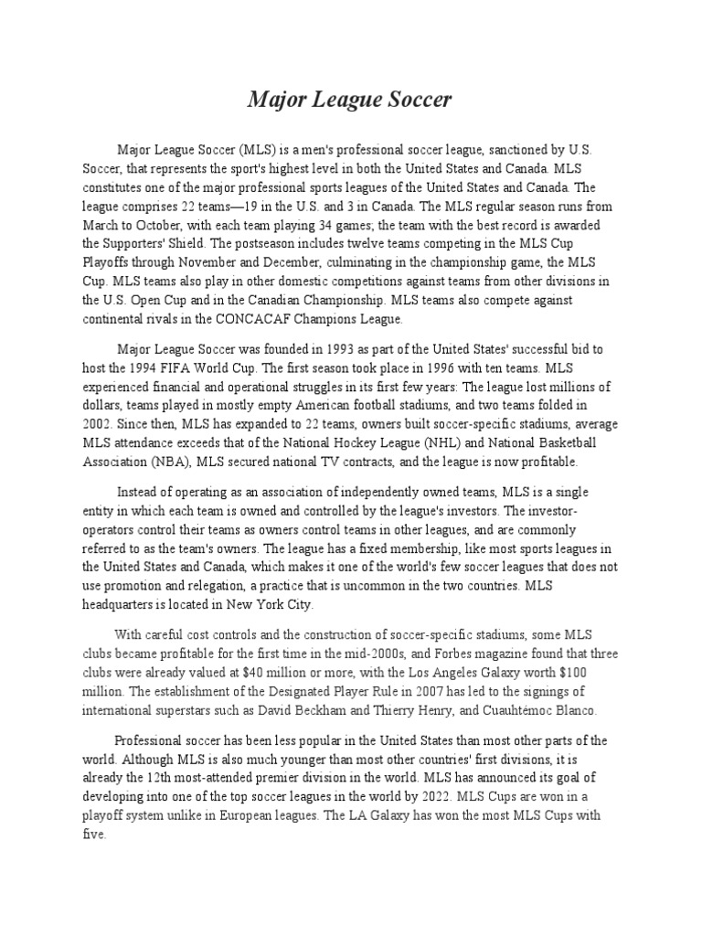 MLS 2 | PDF | Major League Soccer | Sports