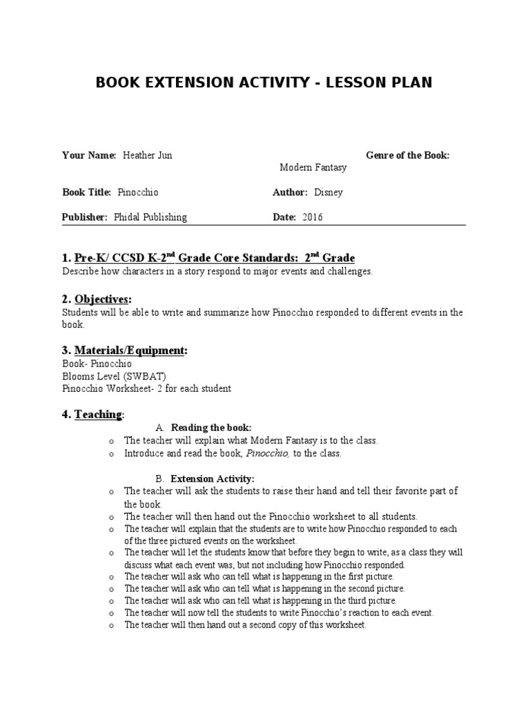 Modern Fantasy Extension Activity Lesson Plan | PDF | Pinocchio ...