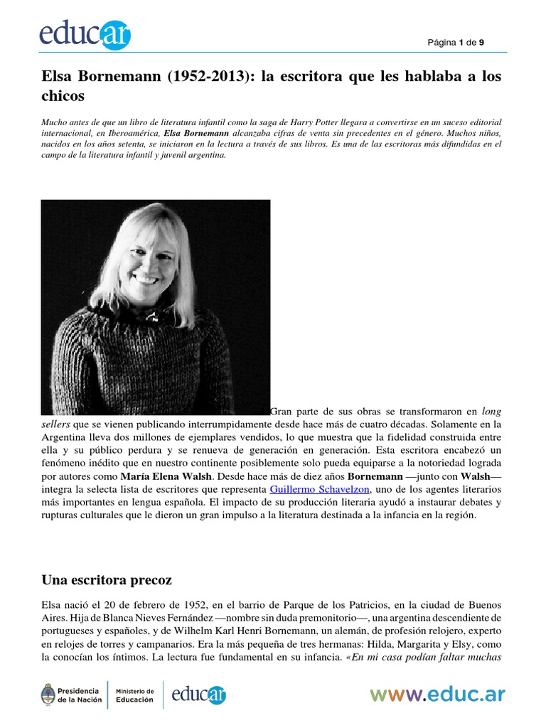 Biografía de Elsa Bornemann | PDF | Literatura infantil | Libros