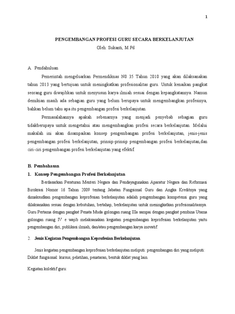 Pengembangan Keprofesian Berkelanjutan | PDF | Karier & Perkembangan