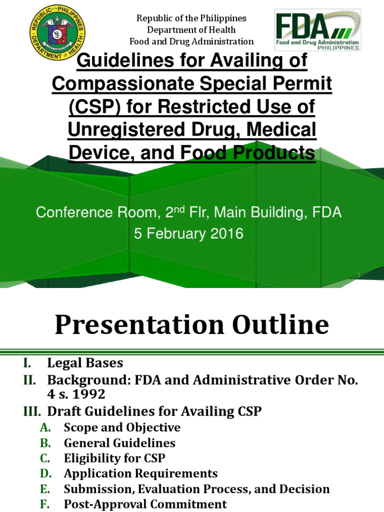 Guidelines For Availing of CSP For Restricted Use of Unregistered Drug ...