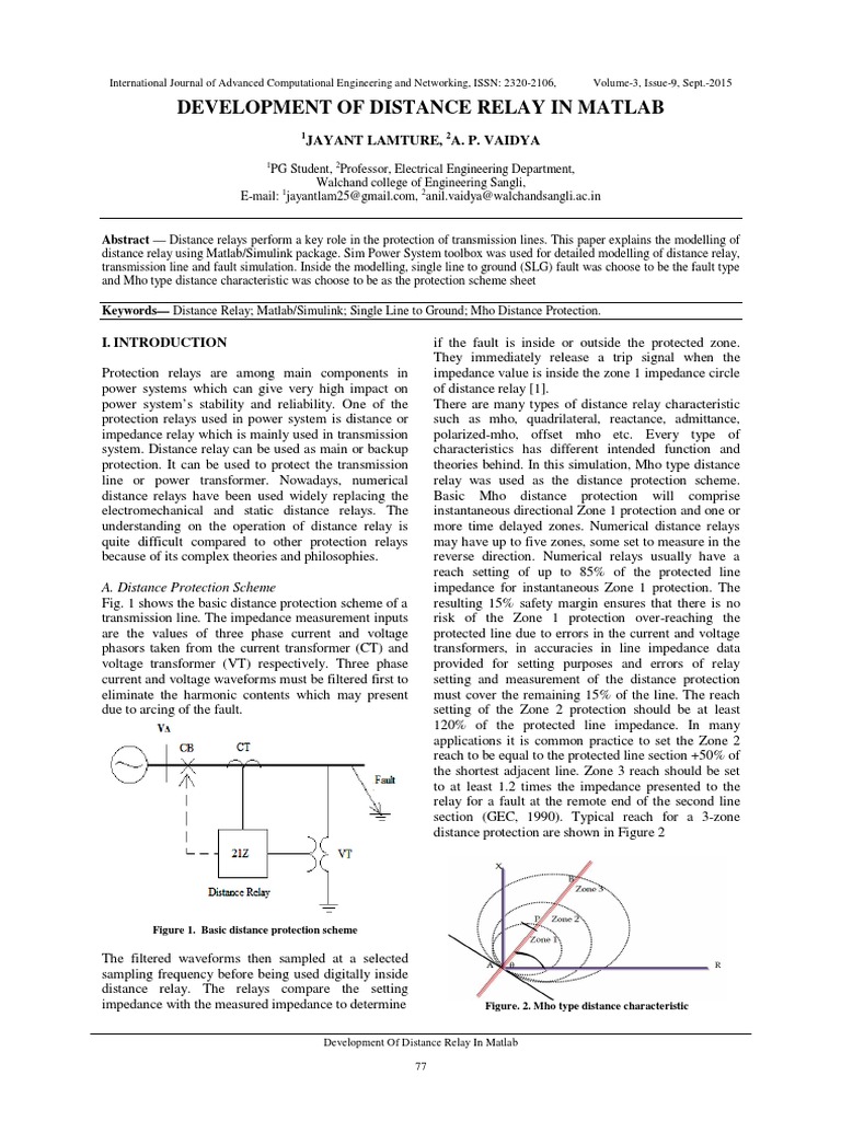 Development of Distance Relay in Matlab: Jayant Lamture, A. P. Vaidya ...
