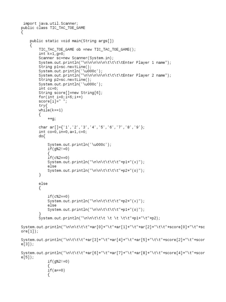 Tic Tac Toe Game | PDF | Computer Programming | Software Engineering