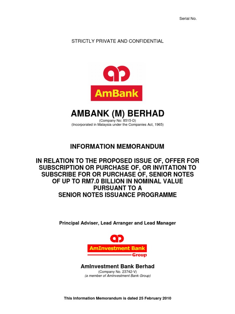 AmBank Senior Notes Issuance Overview | PDF | Financial Transaction ...