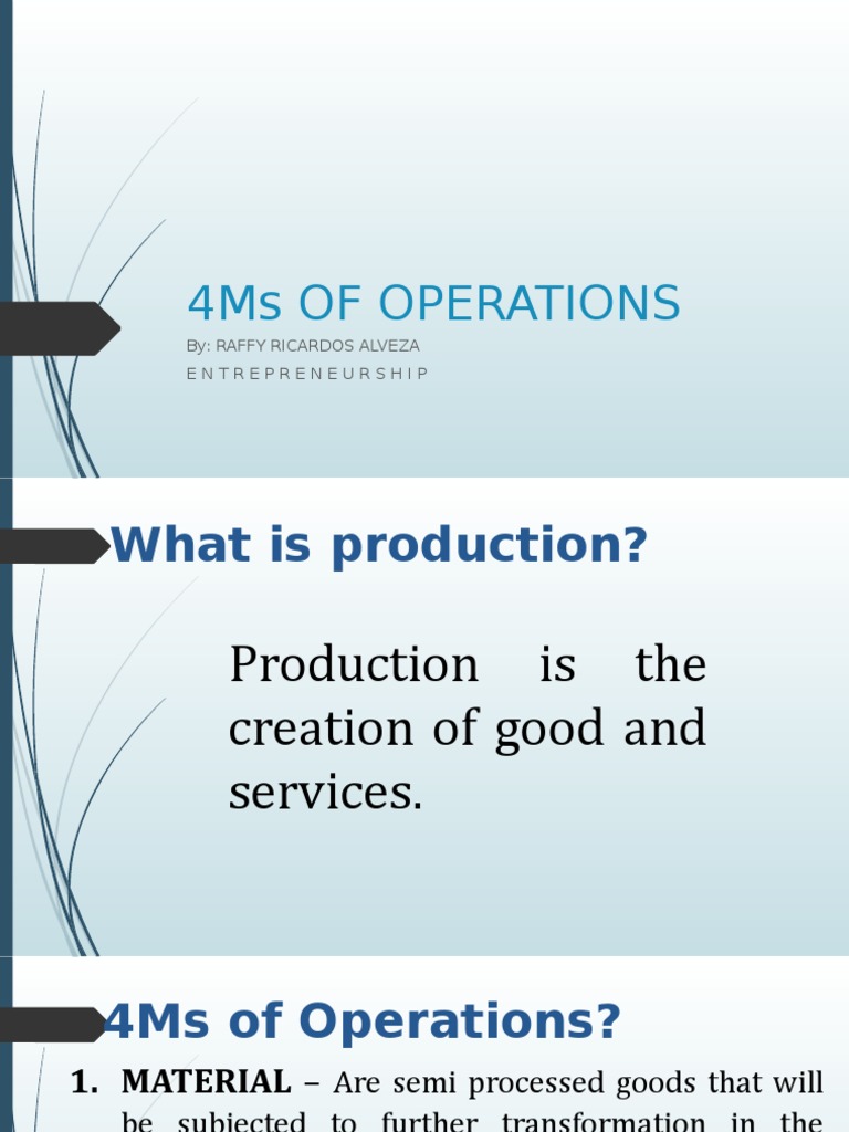 4Ms Of Operations: By: Raffy Ricardos Alveza Entrepreneurship | Factors ...