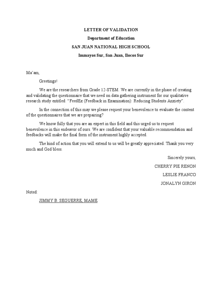 Letter of Validation | PDF