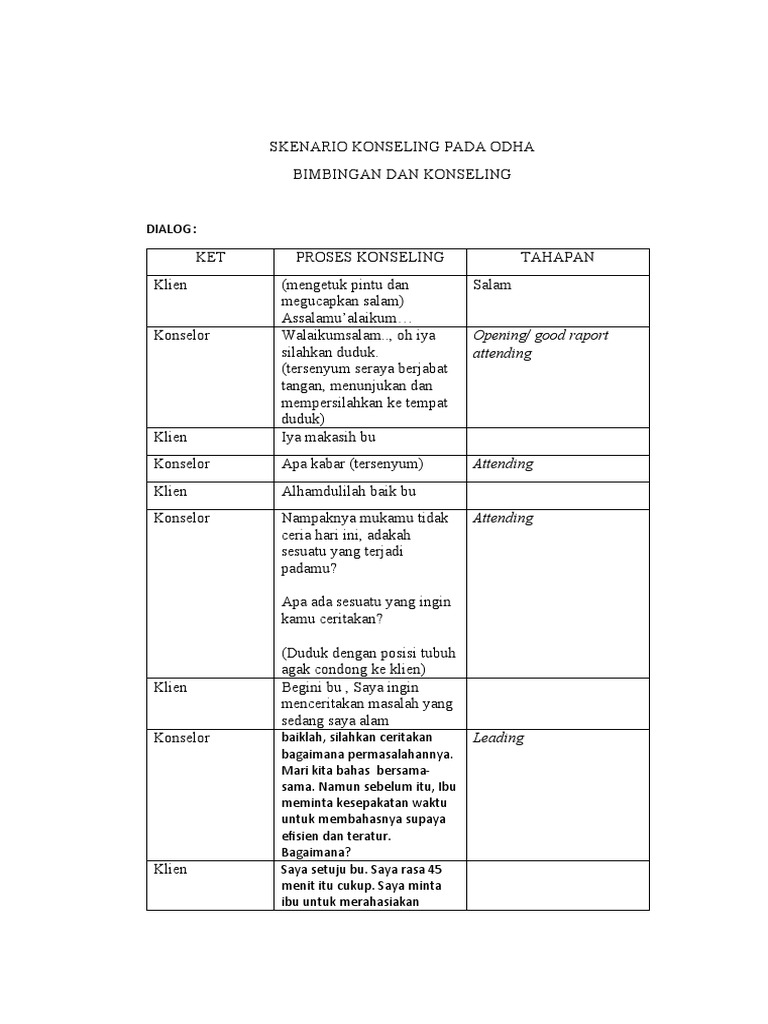 Skenario Konseling Pada Odha | PDF