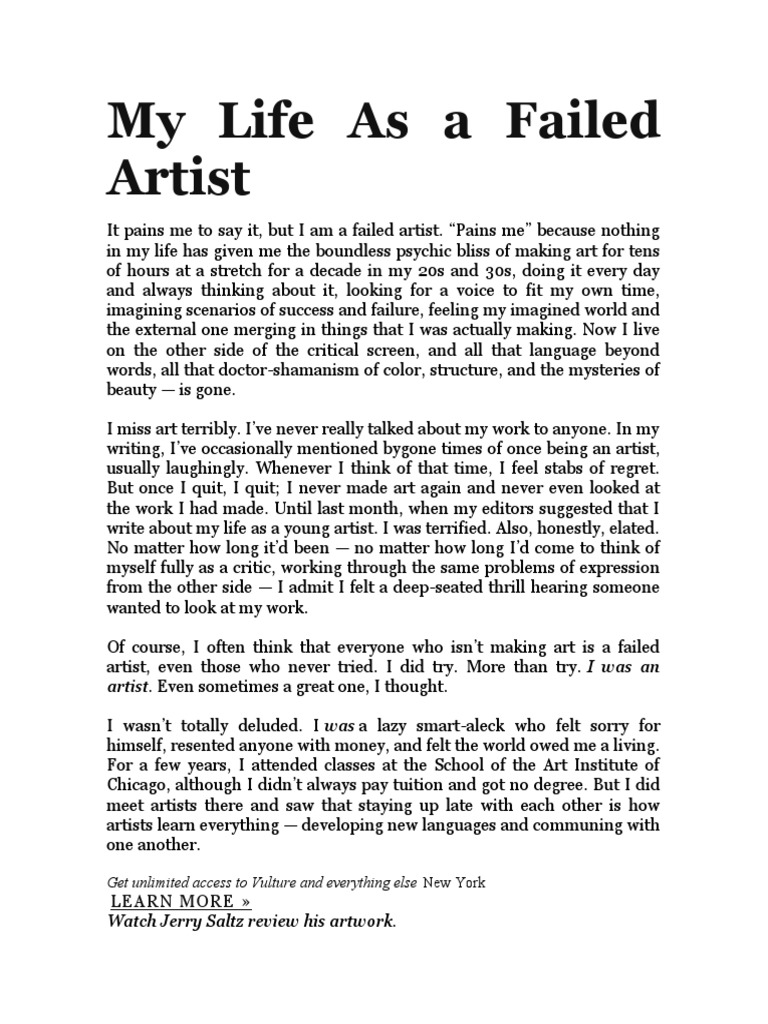 My Life As A Failed Artist | PDF