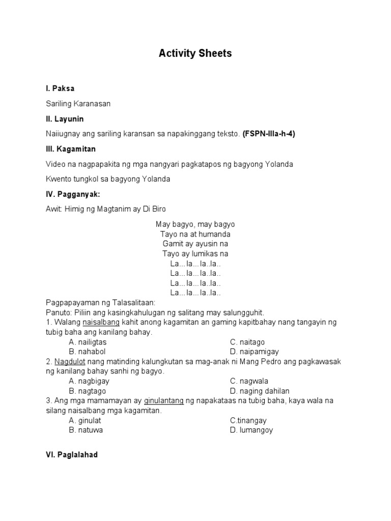 Activity Sheet | PDF