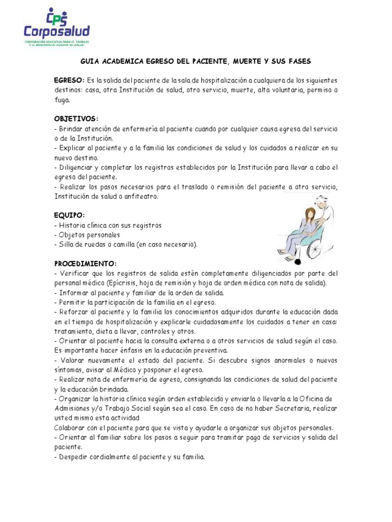 Guia Academica Egreso Del Paciente, Muerte y Sus Fases | PDF | Muerte ...