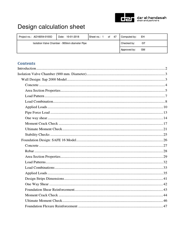 Isolation Valve Chamber - 900 MM Diameter Pipe | PDF | Foundation ...