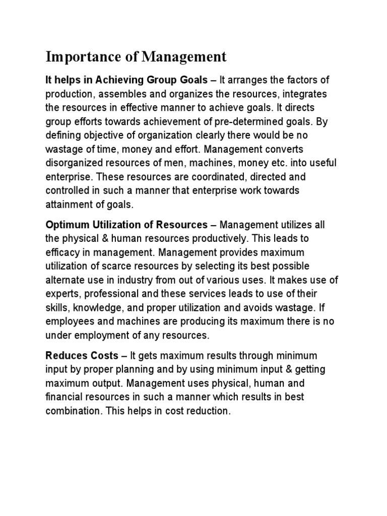 Importance of Management: It Helps in Achieving Group Goals - It ...