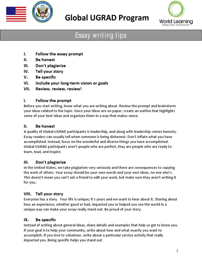 Global UGRAD Essay Tips | PDF | Essays | Plagiarism