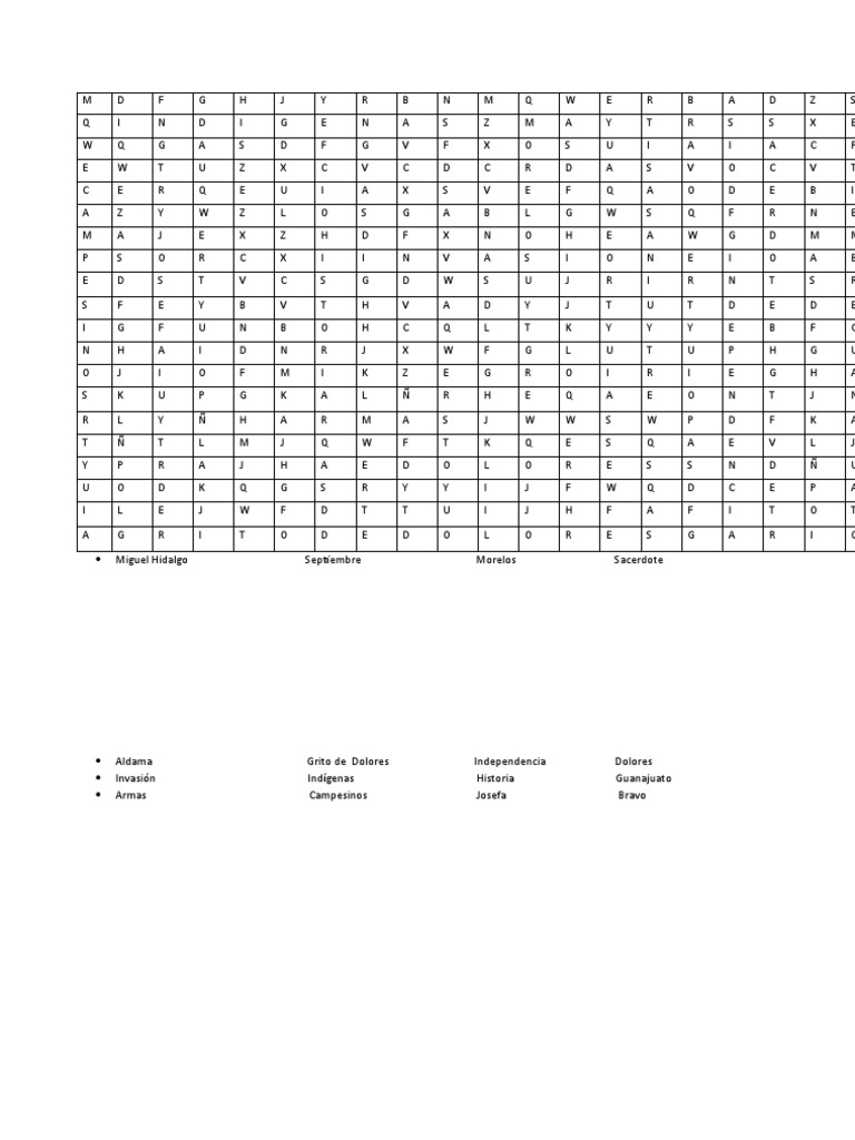 Sopa de Letras Independencia | PDF | Virreinatos del Imperio español ...
