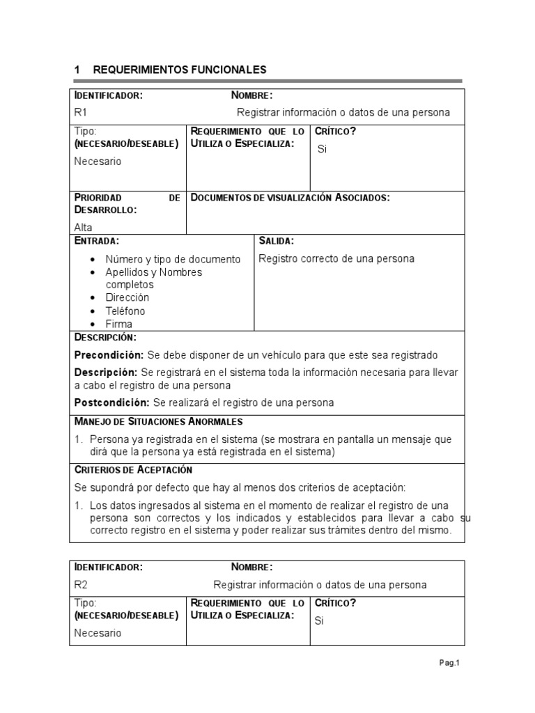 Ejemplos - Plantilla Especificacion de Requerimientos | PDF | Usuario (informática) | Ingeniería ...
