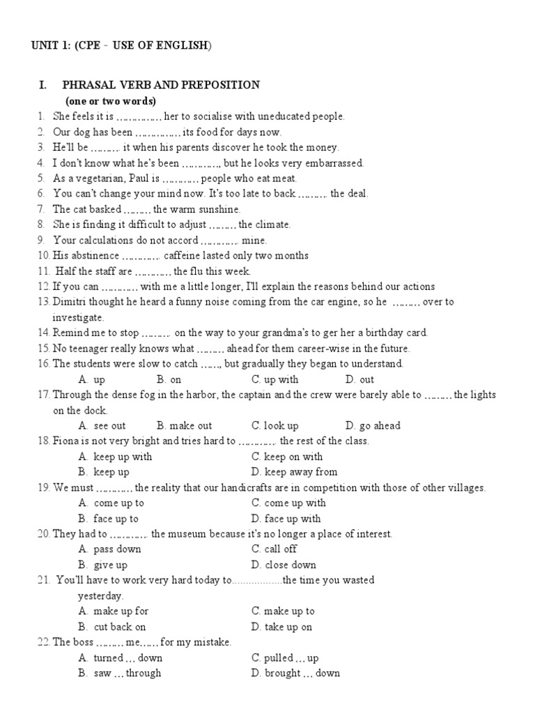 CPE Use of English Unit 1 Exercises | PDF