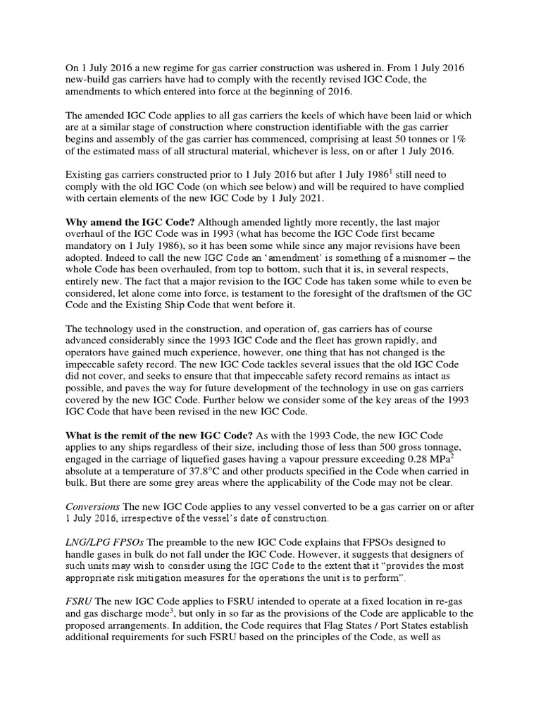 IGC Code Changes PDF | PDF | Liquefied Natural Gas | Gases