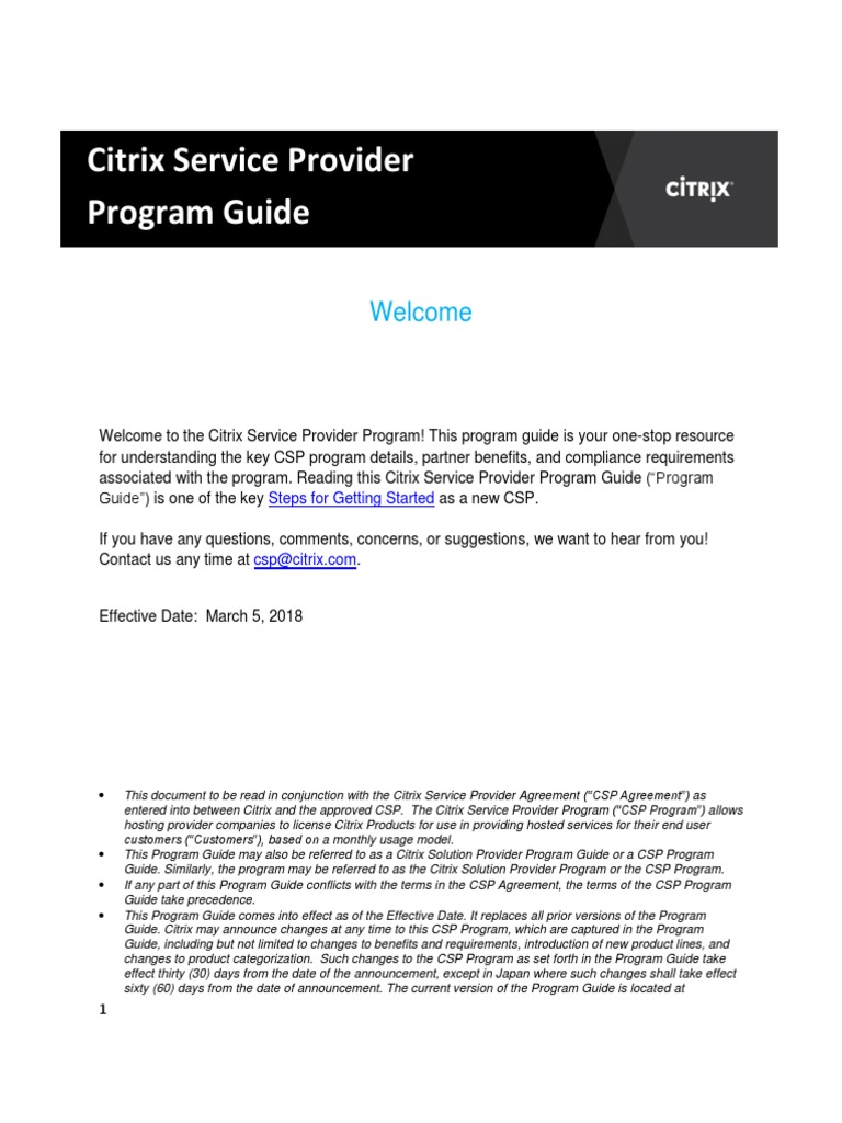 Citrix Service Provider Program Guide: Welcome | PDF | Software As A ...