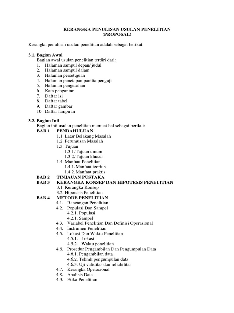 Kerangka Penulisan Tugas - Proposal Penelitian | PDF